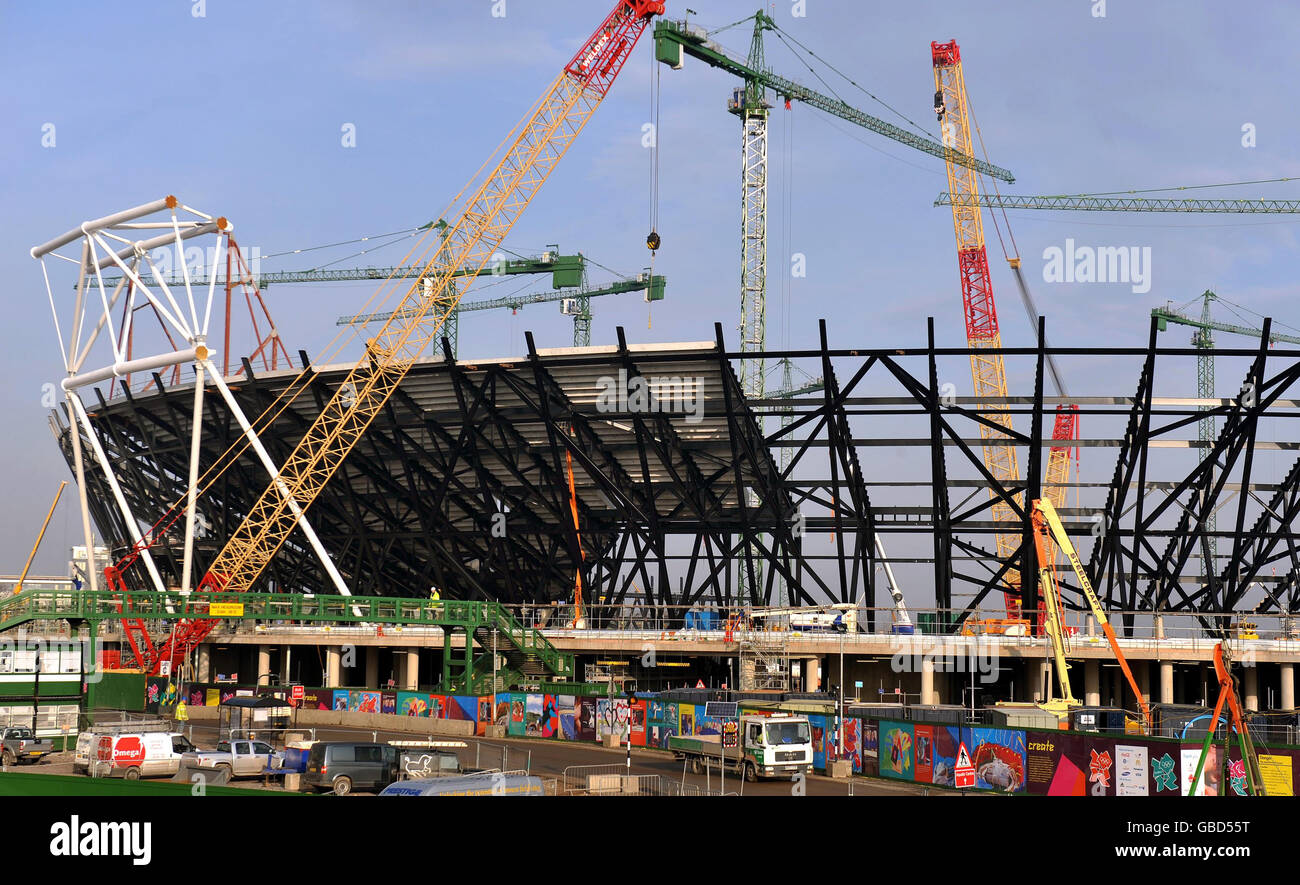 The first section of the roof support for the 2012 Olympic stadium is ...