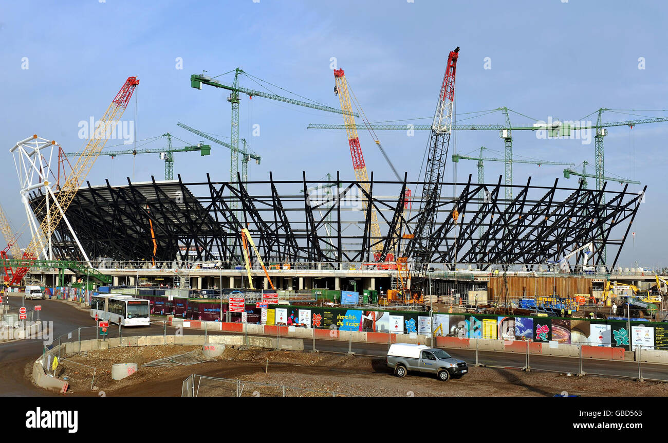The first section of the roof support for the 2012 Olympic stadium is ...