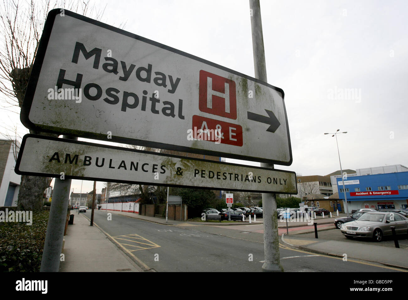 A general view of Mayday University Hospital on London Road in west ...