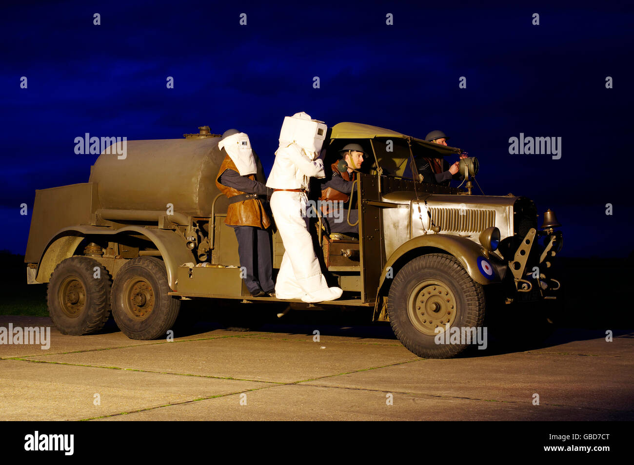 WW2 RAF Airfield Fire Engine at night Stock Photo - Alamy