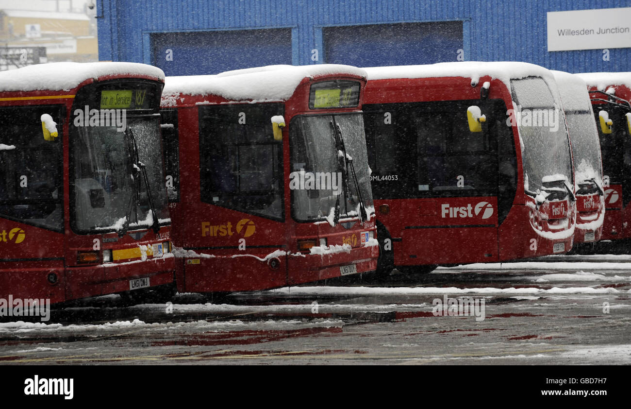 Buses taken out of service at Willesdon Junction bus depot, London, due ...
