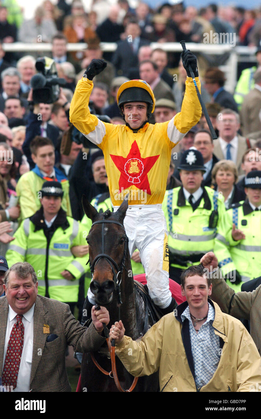 Ruby Walsh on Azertyuiop celebrates their victory in the Queen Mother ...