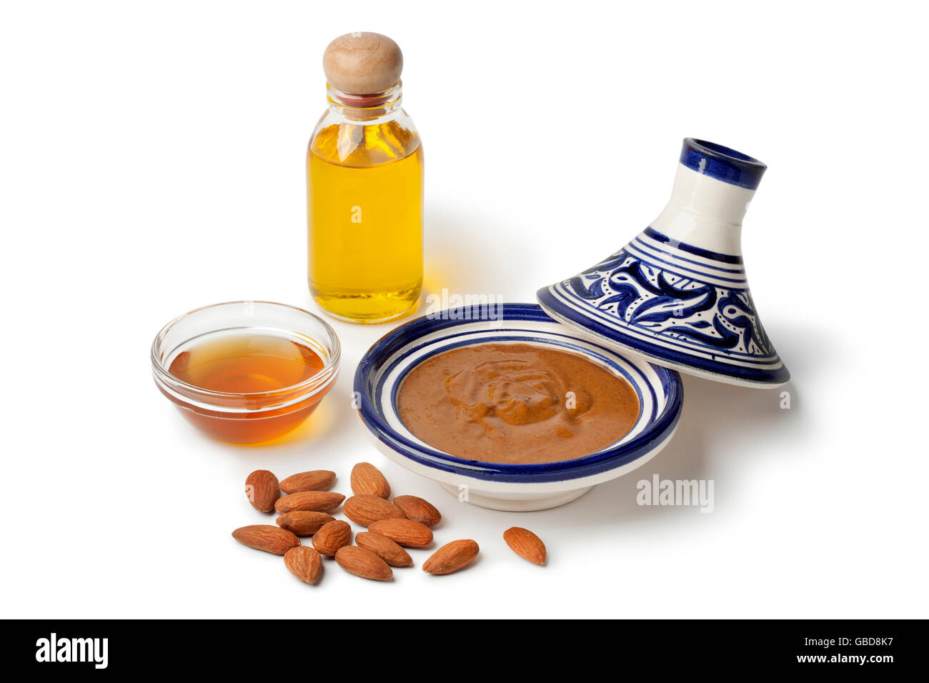 Traditional Moroccan almond amlou with,almonds,argan oil and honey on ...