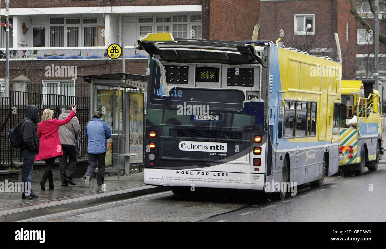 The double decker bus which crashed into a tree losing its roof on ...