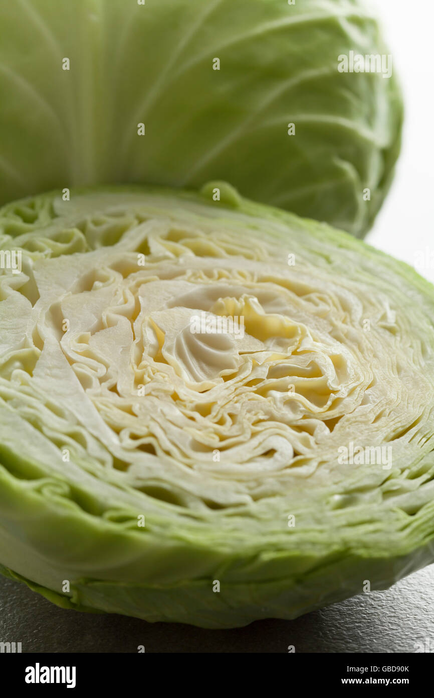 Close-up of a cabbage sliced in half Stock Photo - Alamy