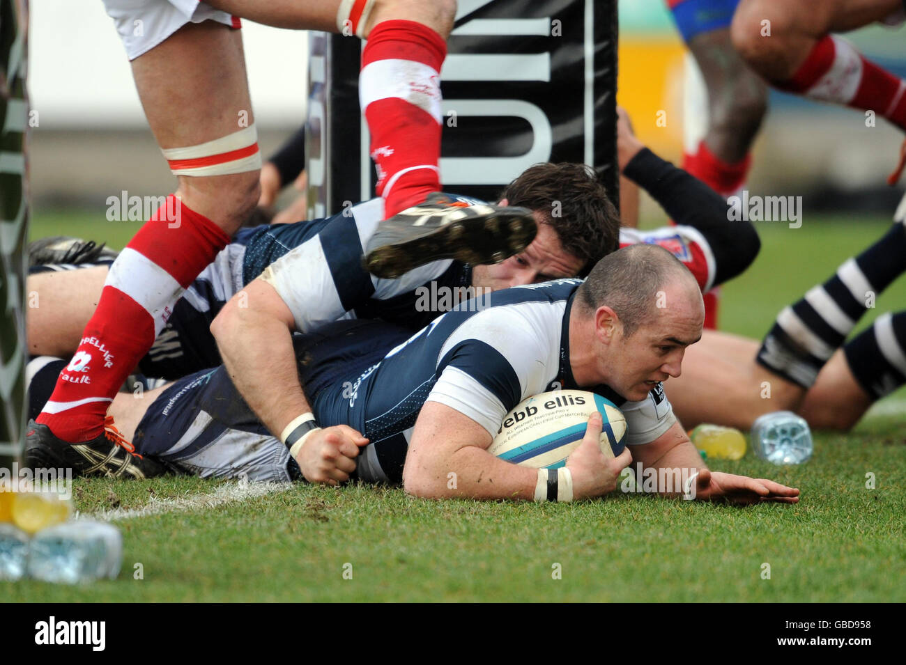 Bristol's Shaun Perry scores during the European Challenge Cup match at ...