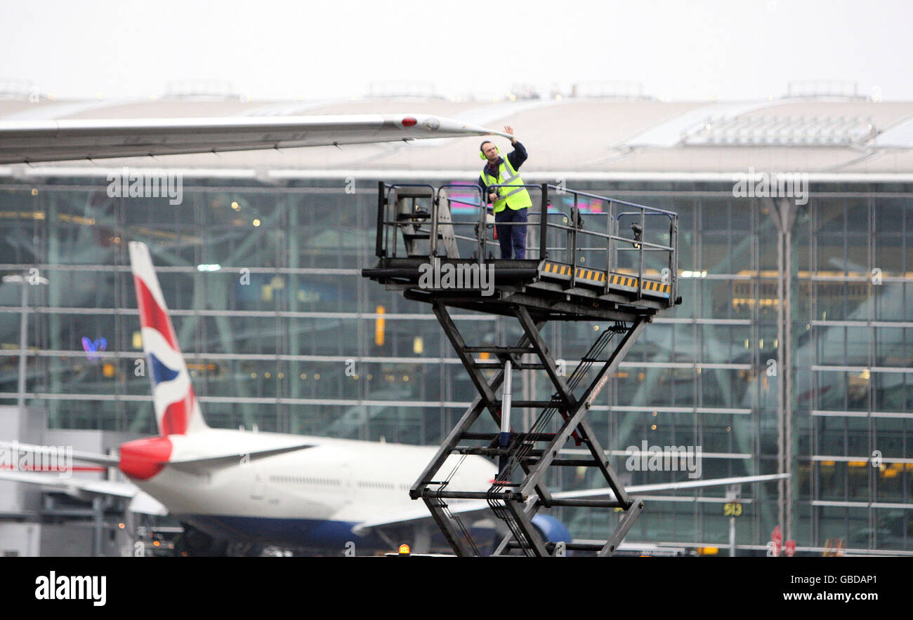 Generic picture of British Airways engineer working on a plane's wing ...