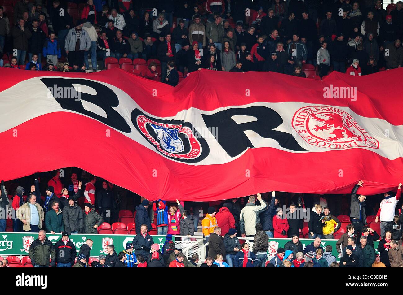 Middlesbrough fans in the stand at the riverside stadium hi-res stock ...