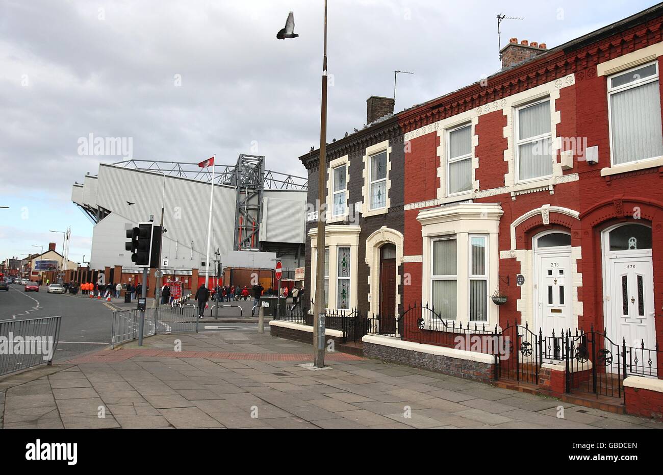 A view of Anfield from one of the residential streets surrounding the ...