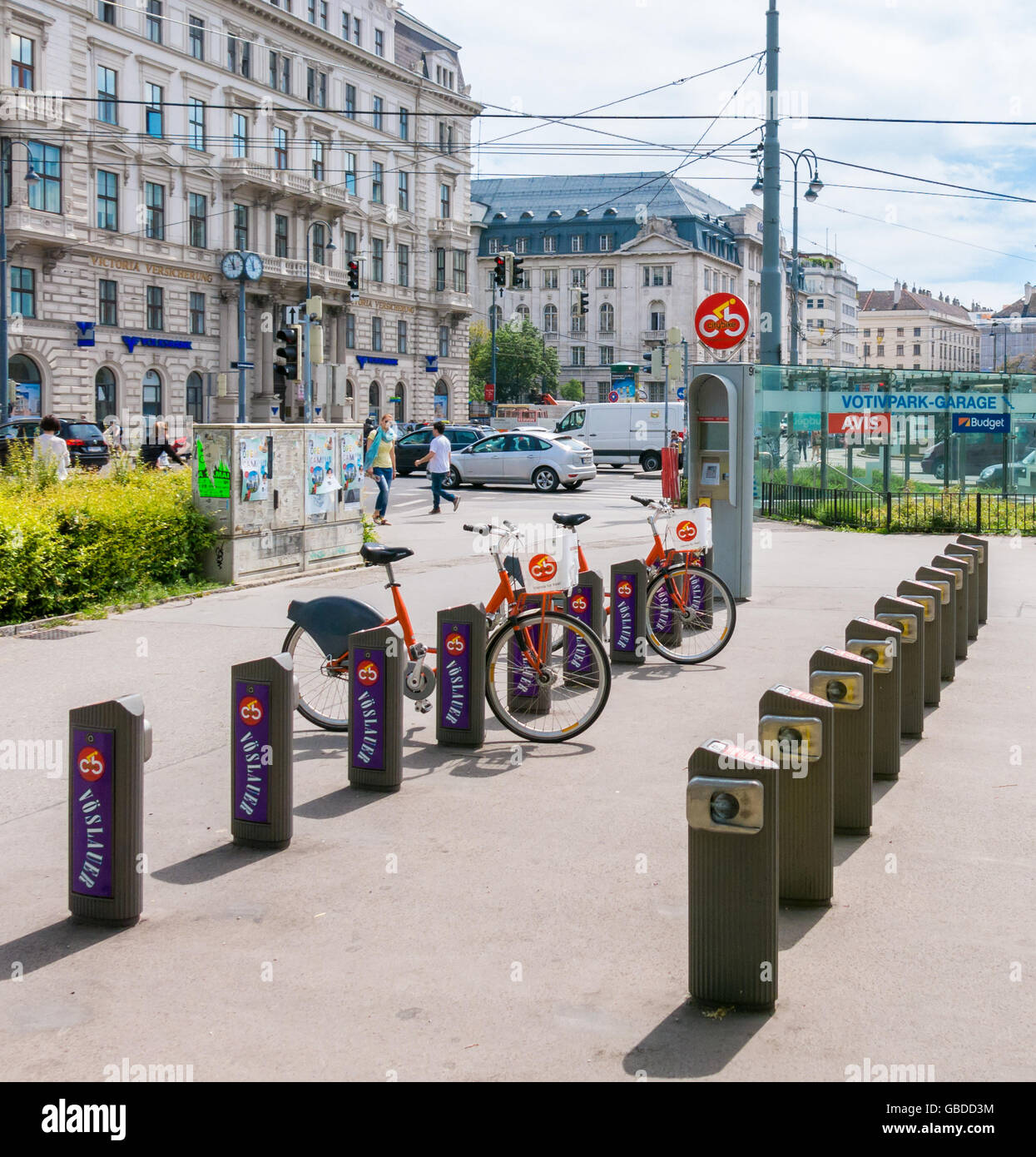 Schottenring Ringstrasse near Sigmund Freud Park with citybike station ...