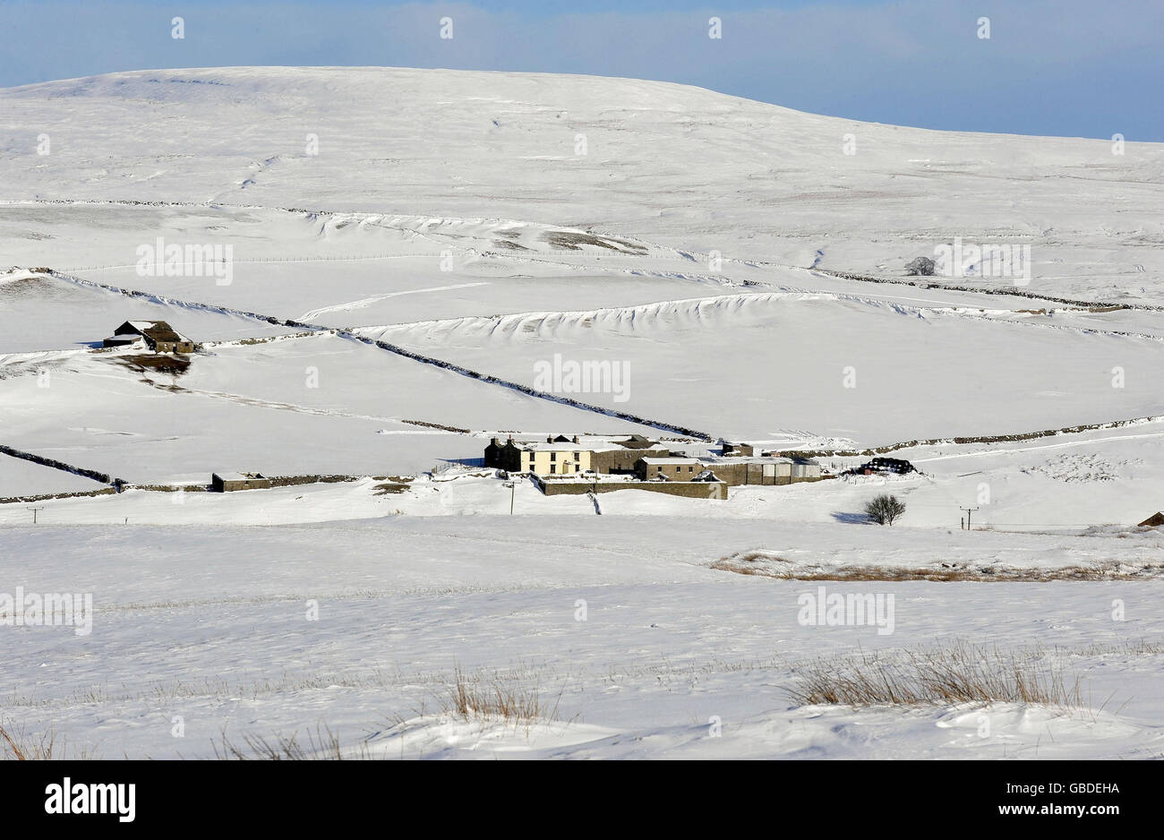 A remote farmhouse near Reeth in the Yorkshire Dales surrounded with ...
