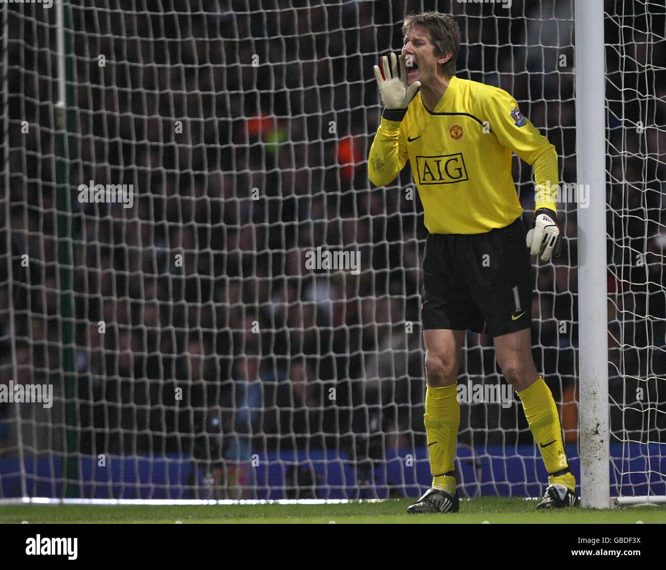 Manchester United's goalkeeper Edwin Van der Sar after setting a new british record for the ...