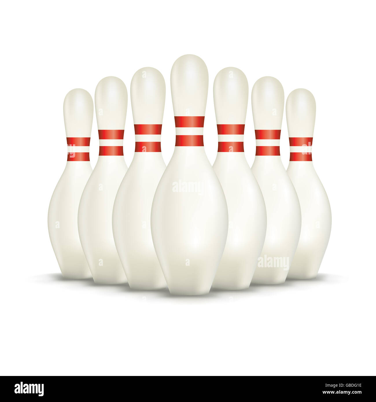 A set of white bowling pins isolated on a a white background. Vector ...