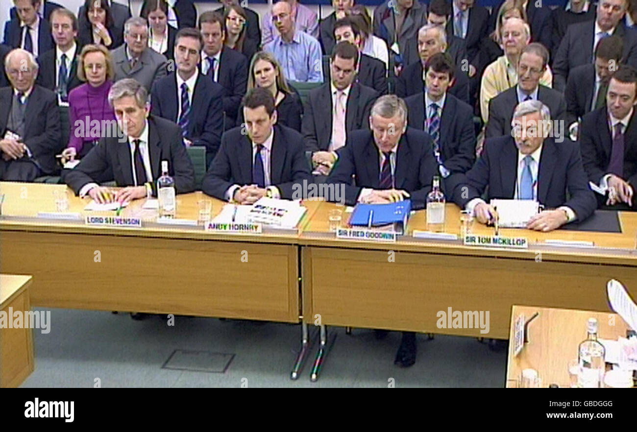 (From the left) Lord Stevenson, Andy Hornby, Sir Fred Goodwin and Sir ...