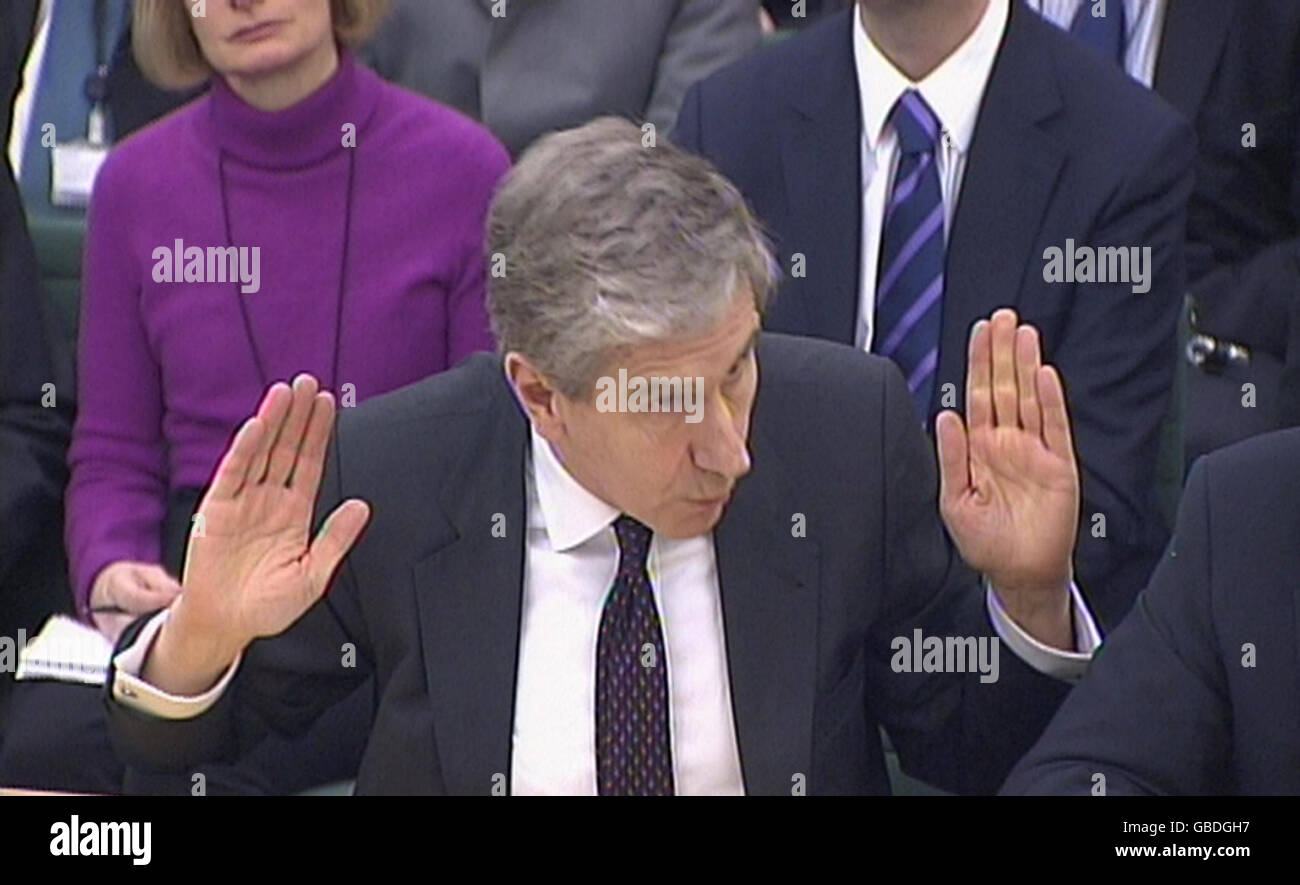 Former chairman of HBOS Lord Stevenson gives evidence to the Treasury ...