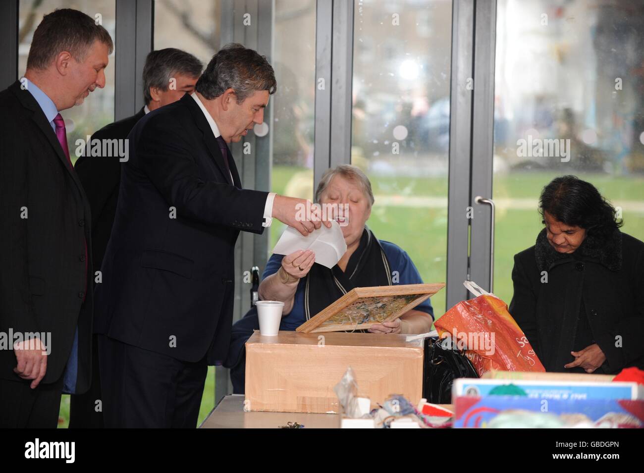 Prime Minister Gordon Brown visits Bromley by Bow community centre with ...