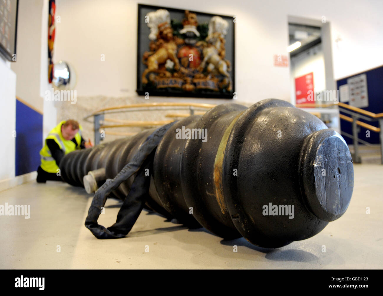 Workers move a cannon from the trophy gallery to the museum at The ...