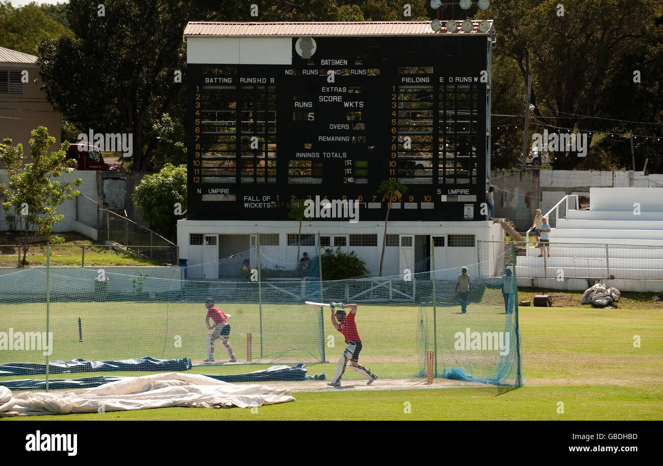 England's Andrew Flintoff bats during a nets practice session at the ...
