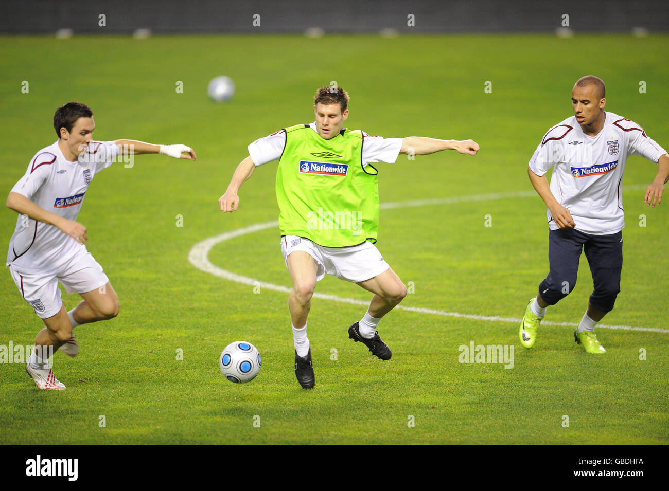 England's Stewart Downing (left), James Milner (centre) and Gabriel ...