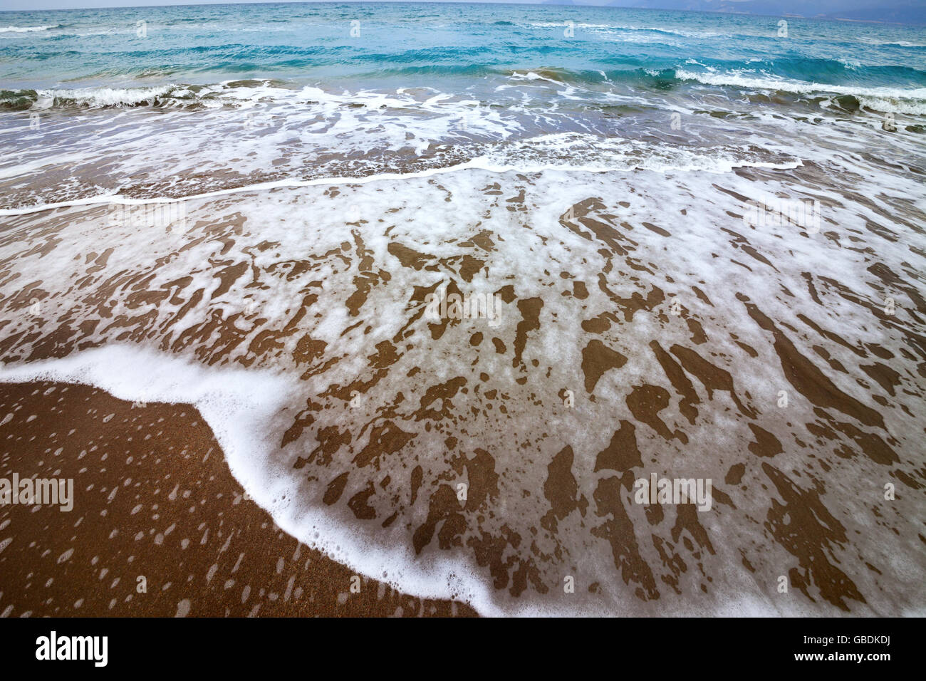 Sea beach with waves. Wide angle view Stock Photo - Alamy