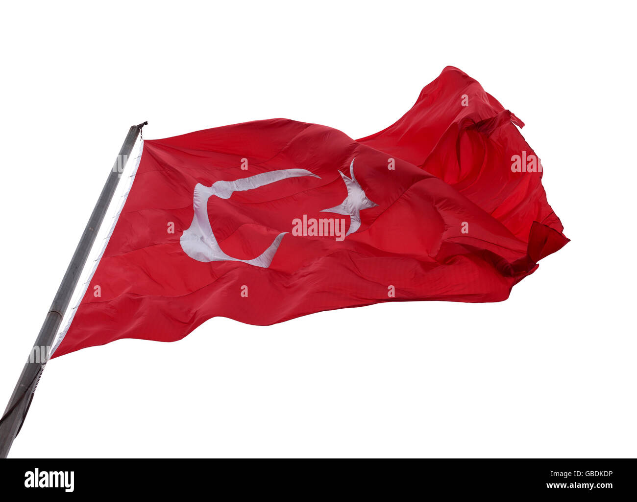 Turkish flag waving in wind. Isolated on white background Stock Photo ...