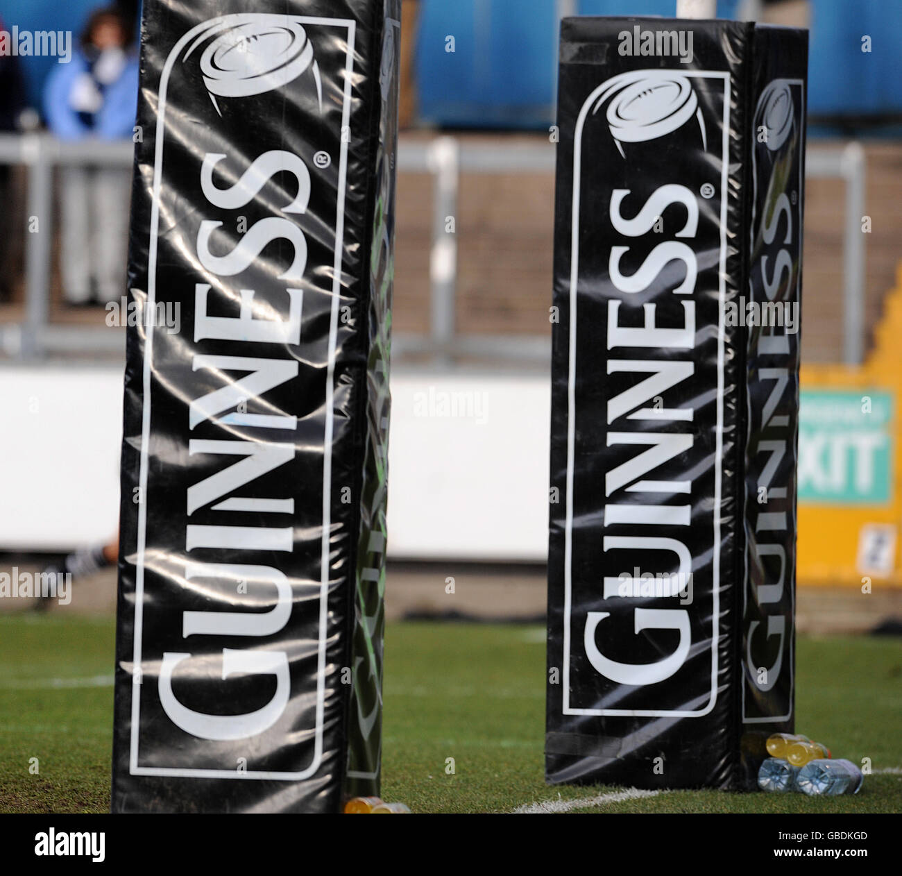 General view of a pair of Guinness branded post protectors Stock Photo ...