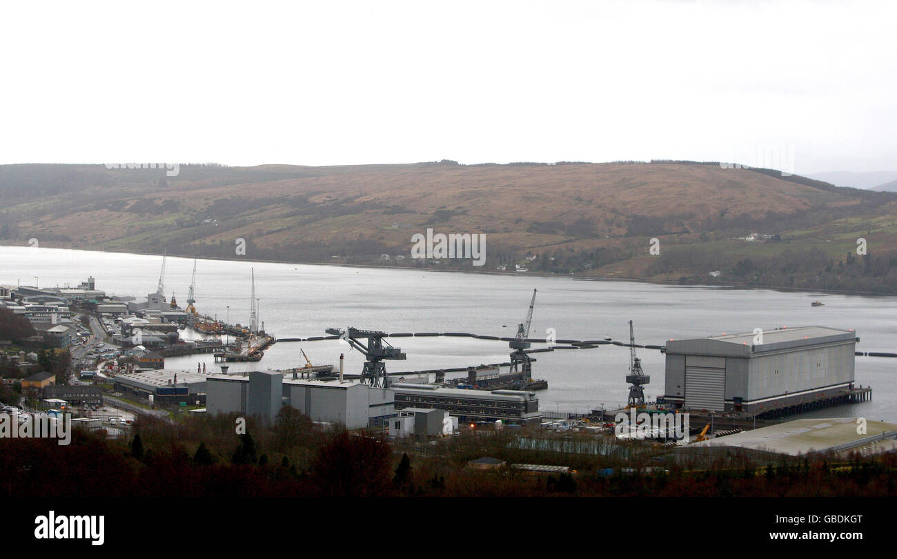 A general view of Faslane Navy base on the Clyde, Scotland, where HMS ...