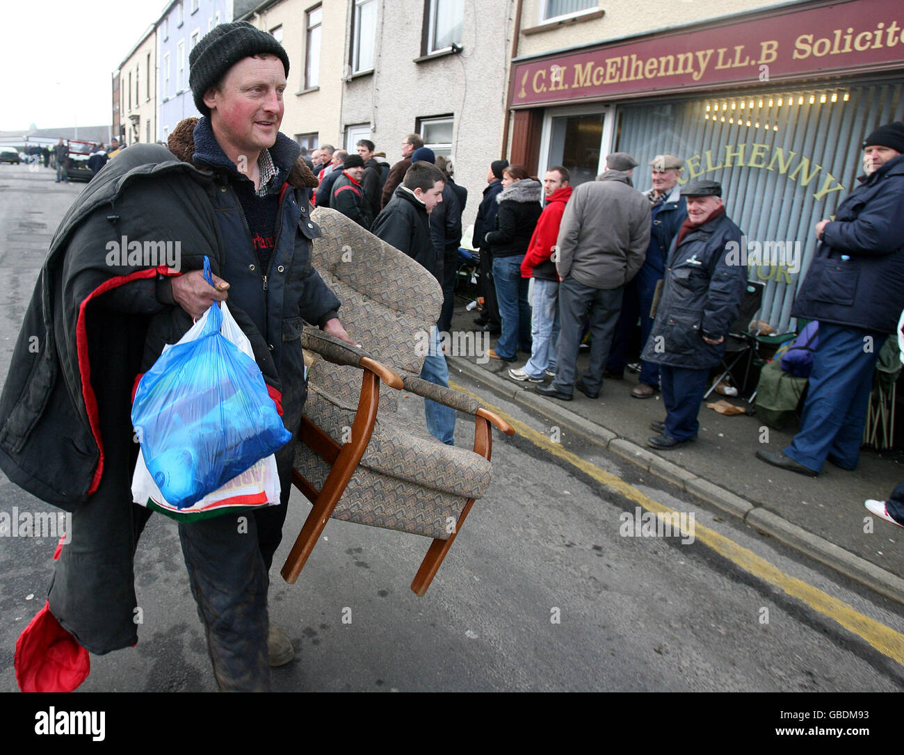 Farmer Marcus Adams from Cloughmills in Co Antrim leaves after waiting ...