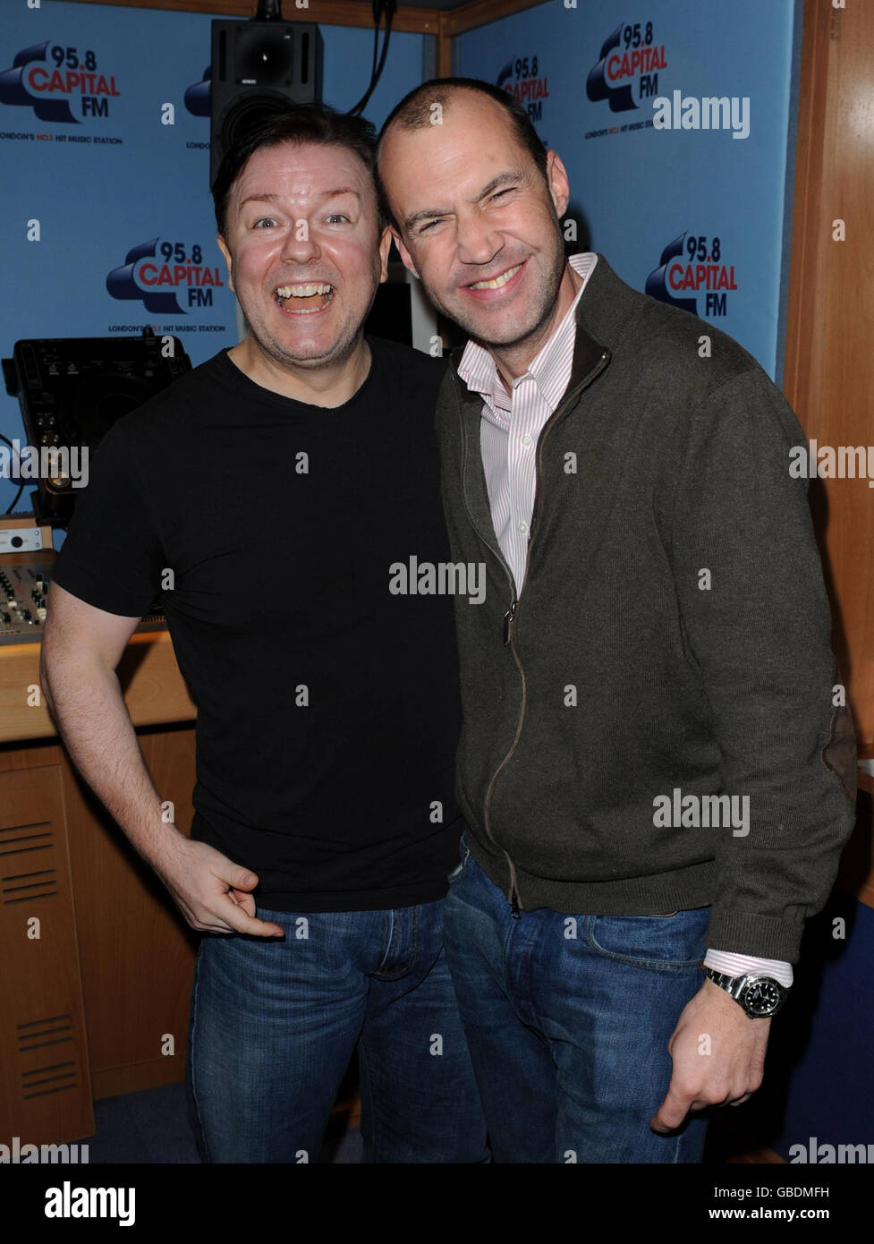 95.8 Capital Radio breakfast show presenter Johnny Vaughan with guest ...