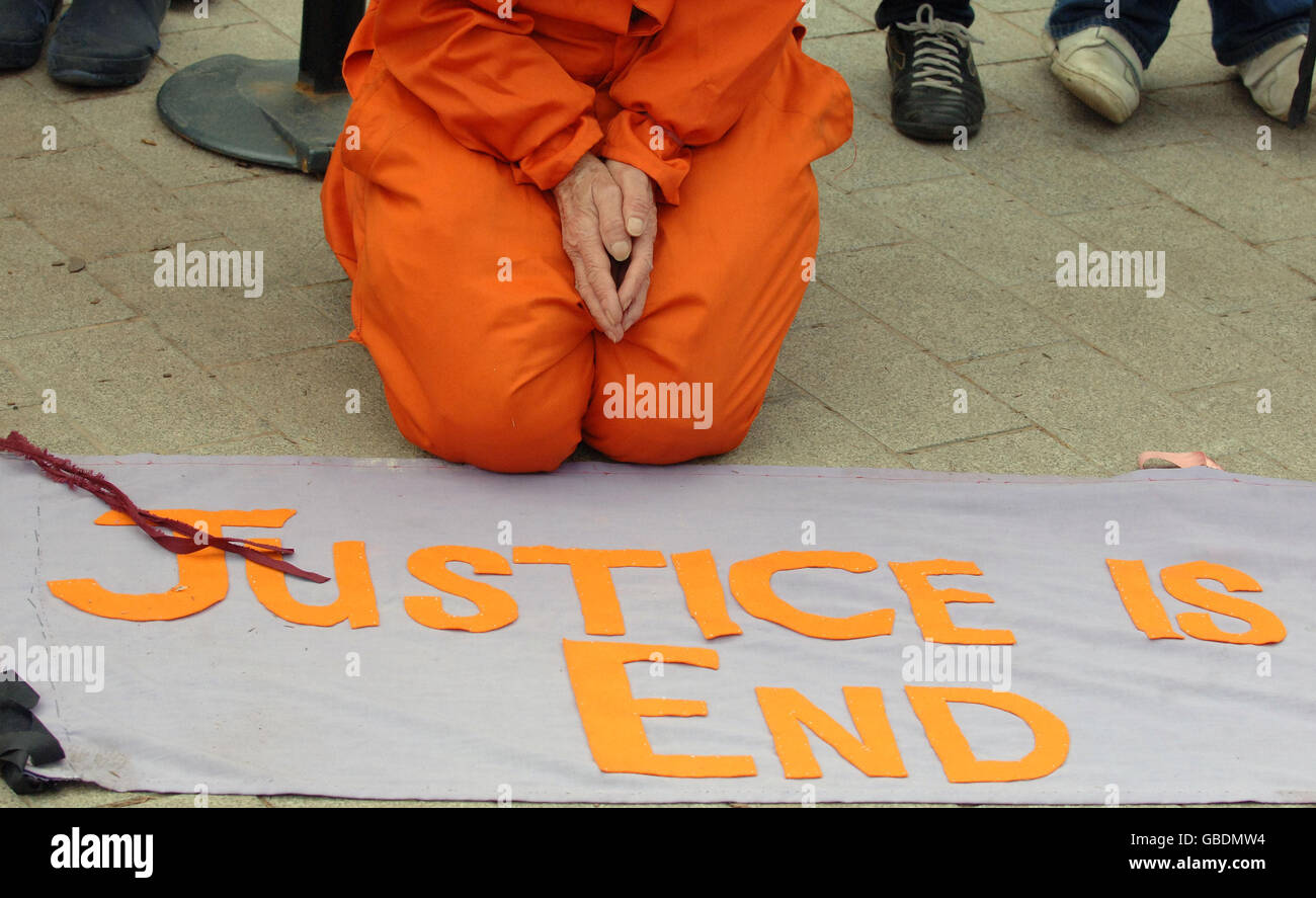 Doreen Brown, from north London, joins a protest outside the US embassy ...