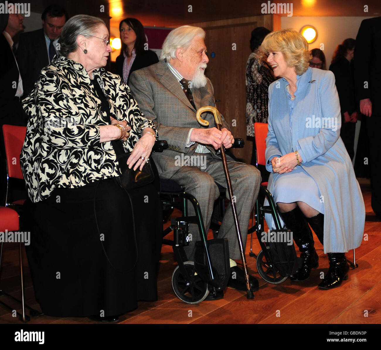 The Duchess of Cornwall (right) talks to Lord and Lady Harewood during ...