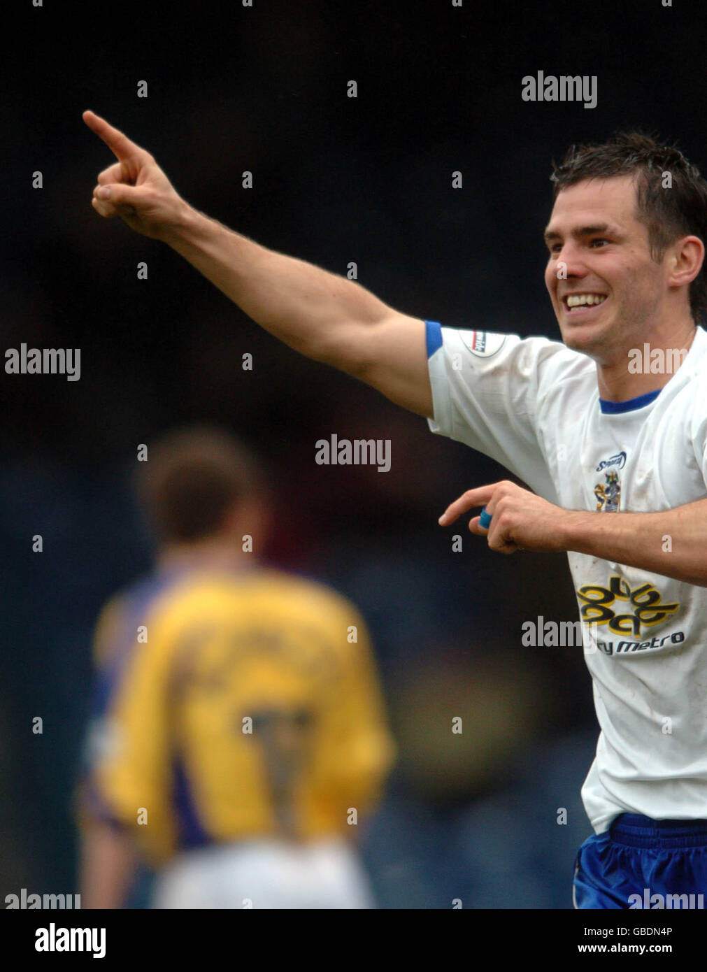 Burys gareth seddon celebrates scoring hi-res stock photography and ...