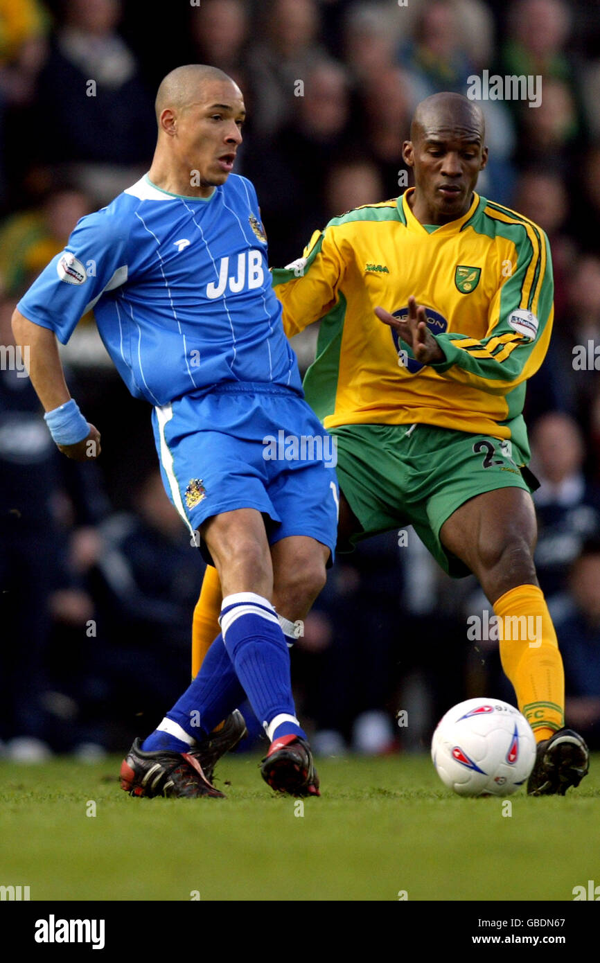 Norwich City's Damien Francis and Wigan Athletic's Jason Jarrett Stock ...