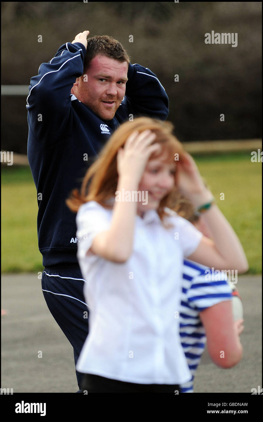 Scottish International Allan Jacobsen takes part in rugby training ...