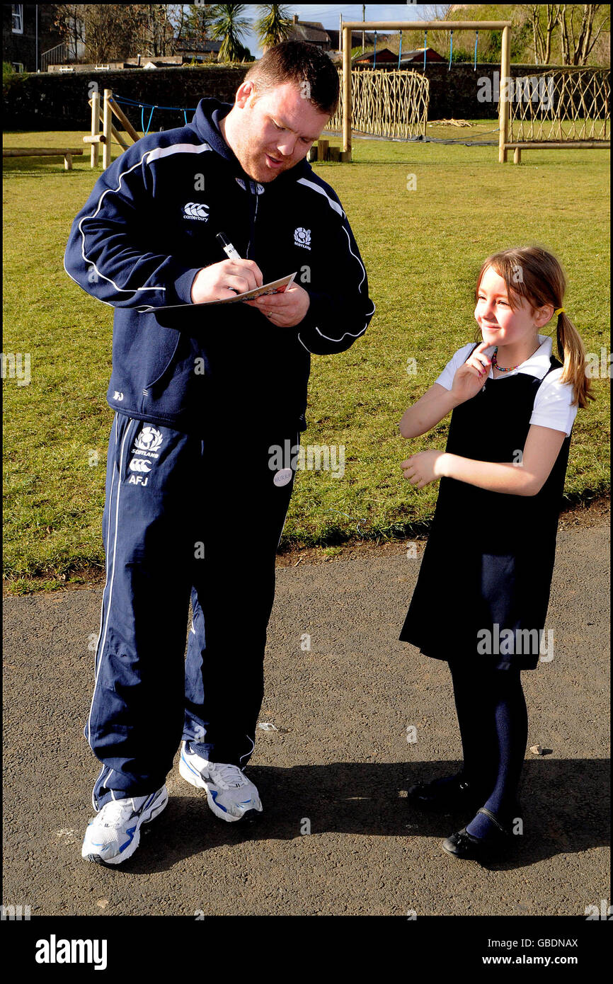 Scottish International Allan Jacobsen takes part in rugby training ...