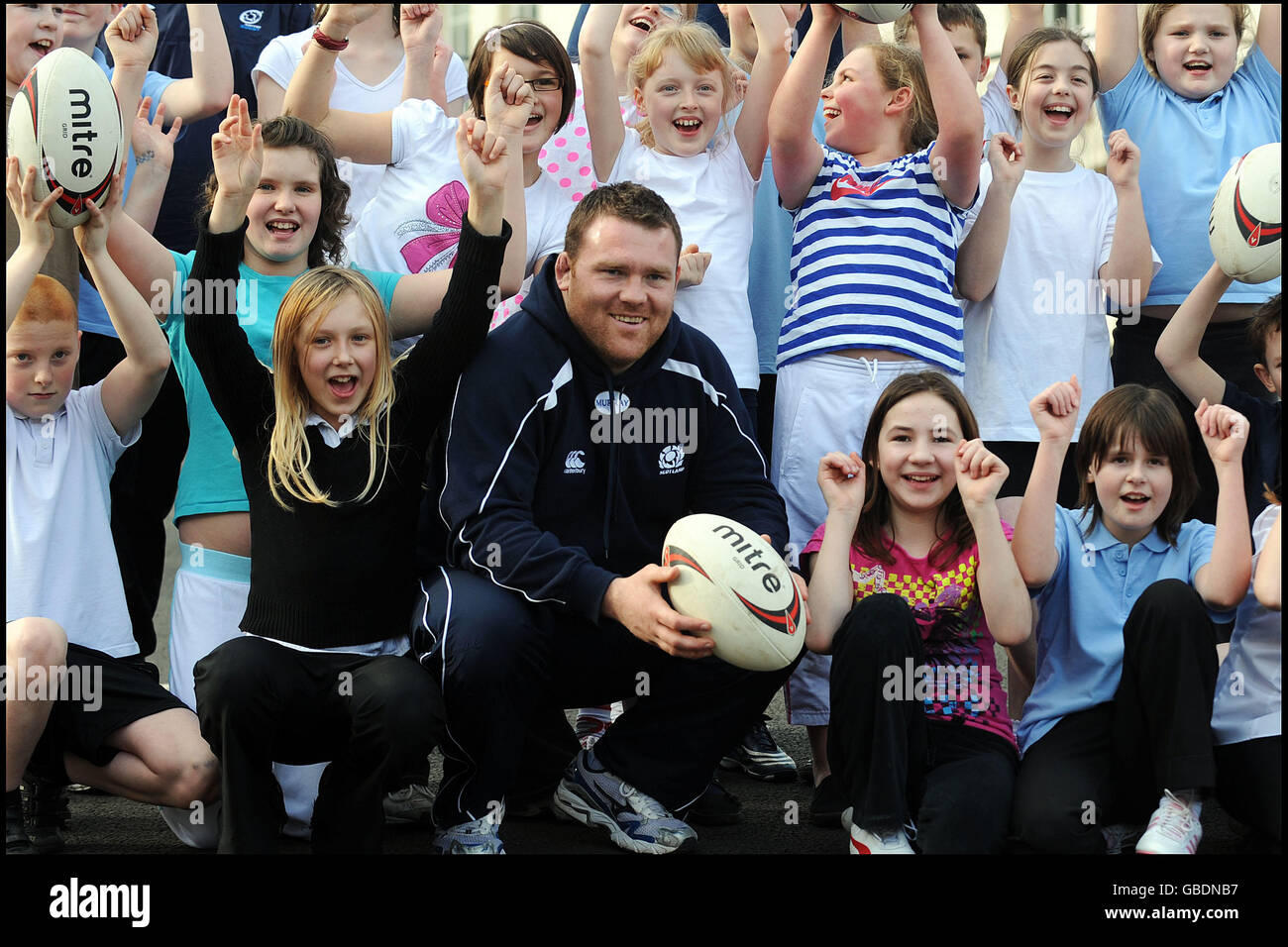Scottish International Allan Jacobsen takes part in rugby training ...