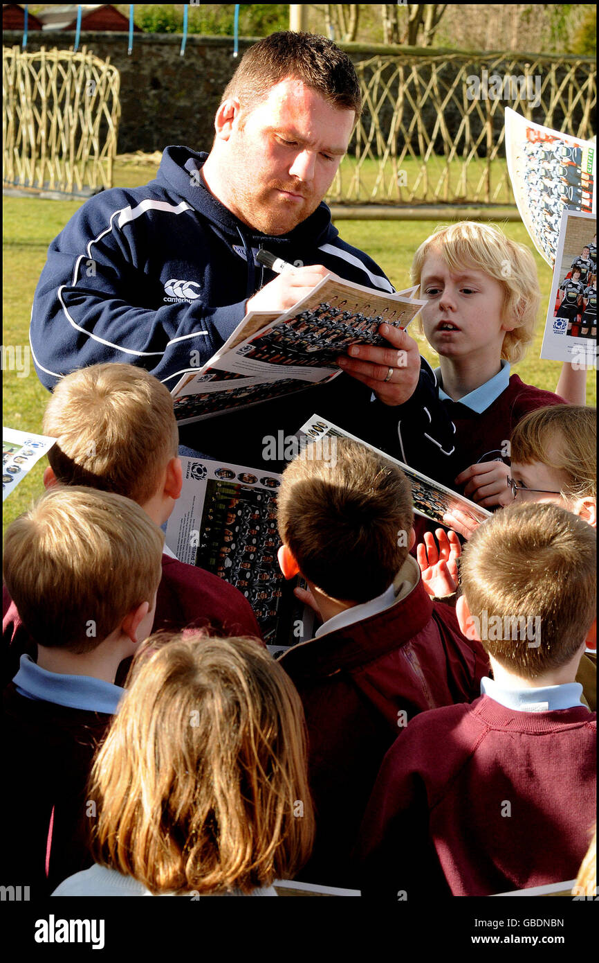 Scottish International Allan Jacobsen takes part in rugby training ...