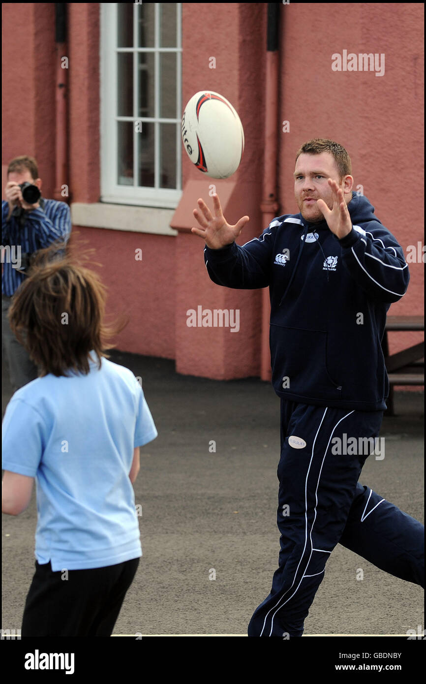 Scottish International Allan Jacobsen takes part in rugby training ...