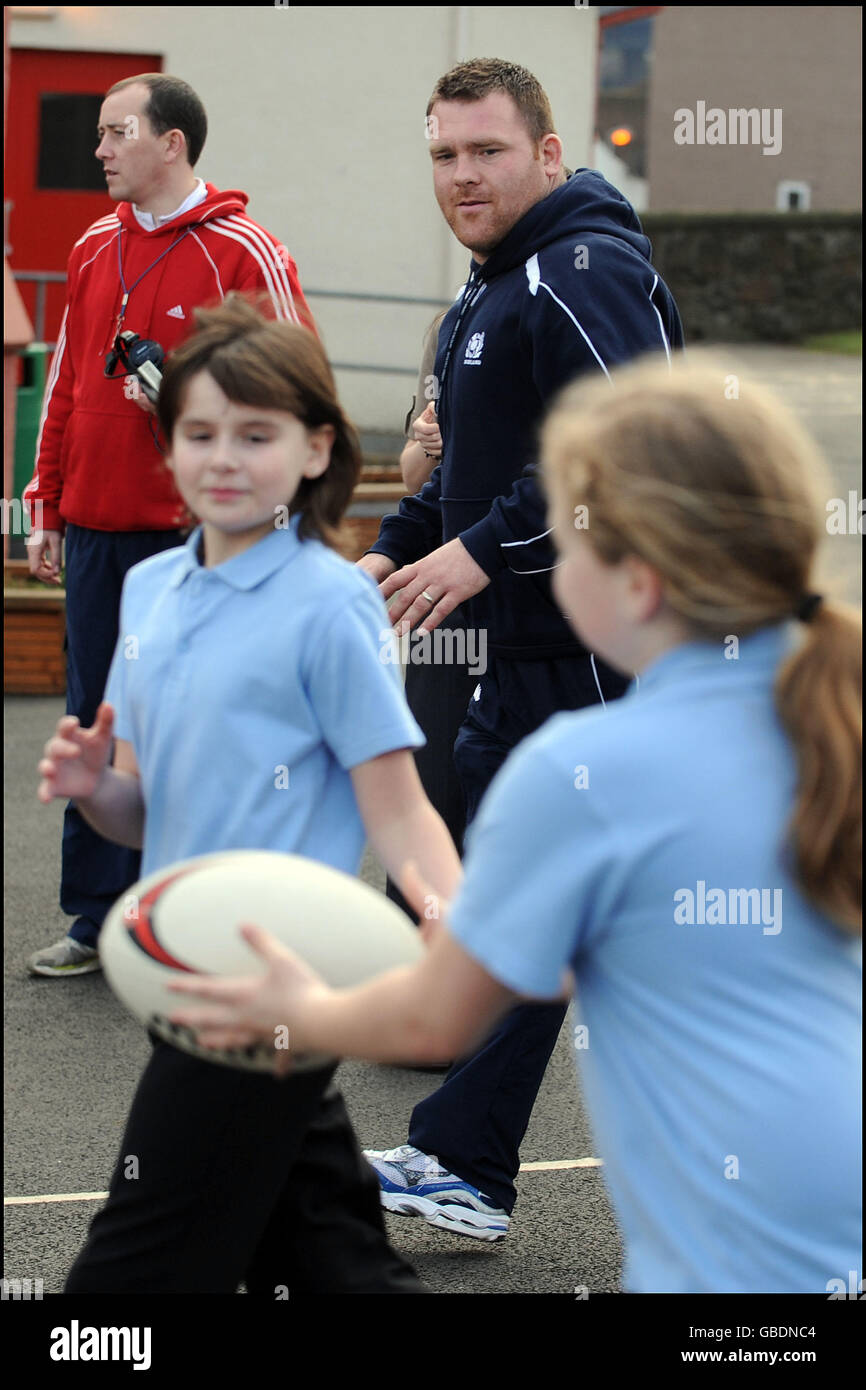 Scottish International Allan Jacobsen takes part in rugby training ...