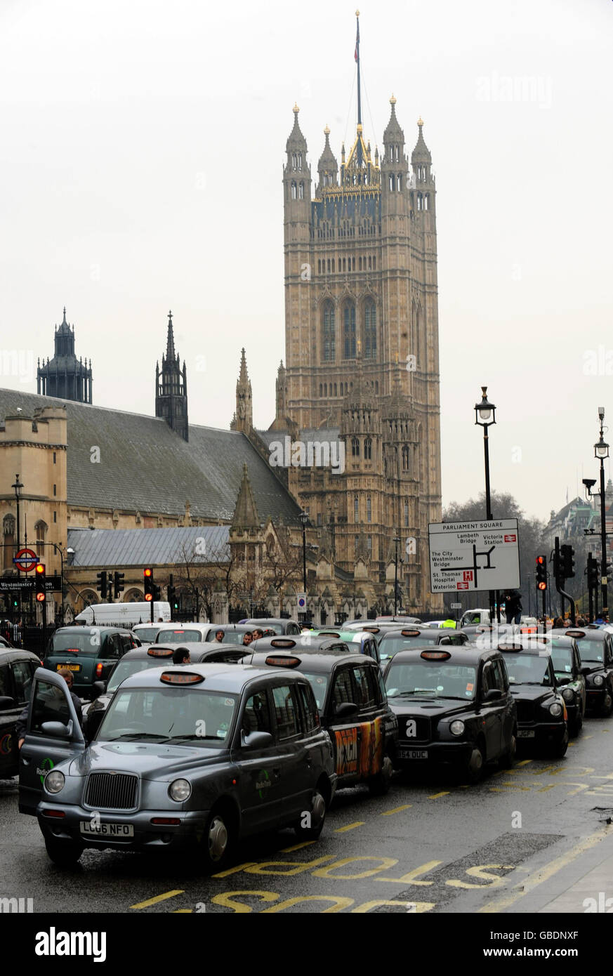 Black cab protest Stock Photo - Alamy