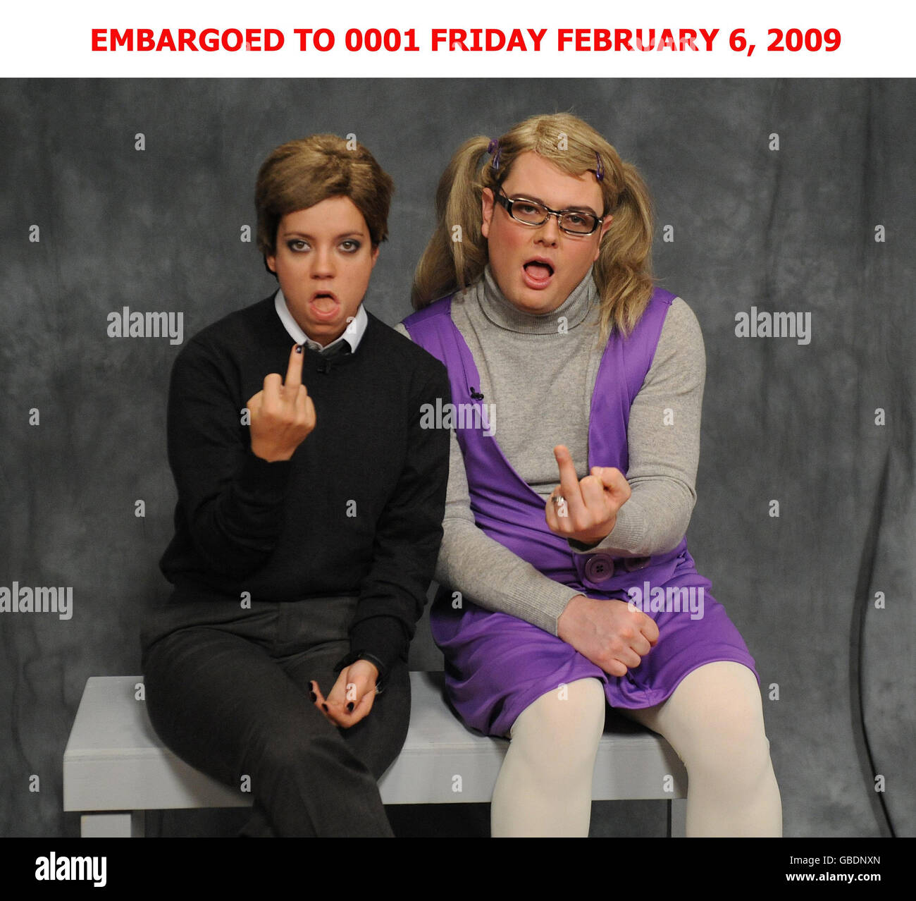Lily Allen (left) with Alan Carr performing a comedy sketch of the new ...