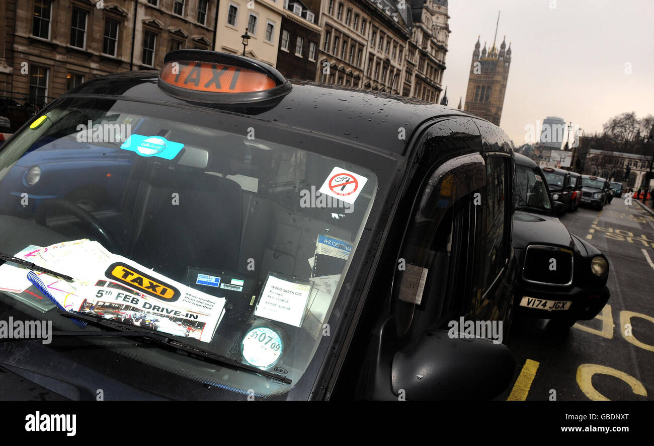 Black cab protest Stock Photo - Alamy