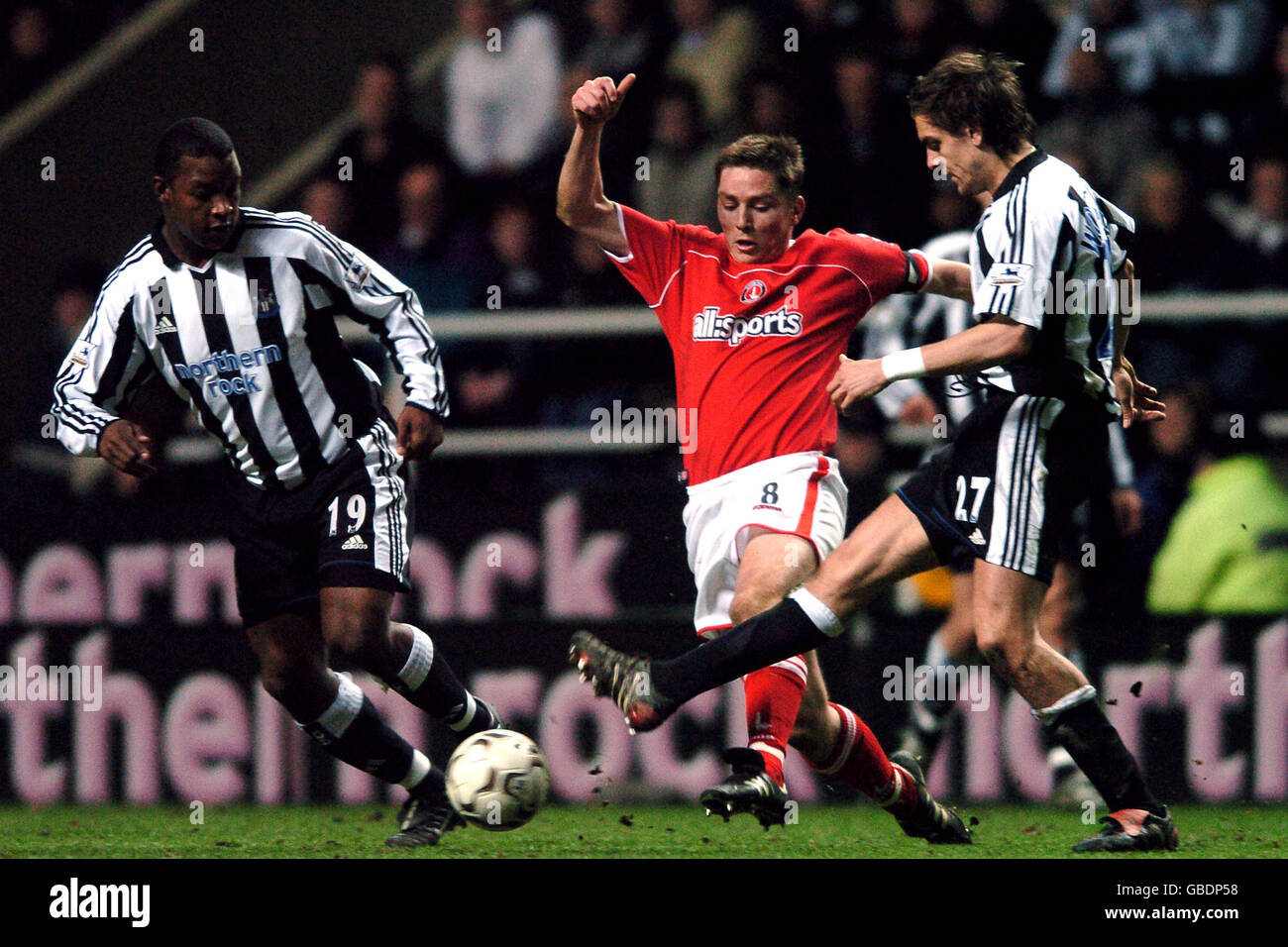 Charlton Athletic's Matt Holland takes on Newcastle United's Titus ...