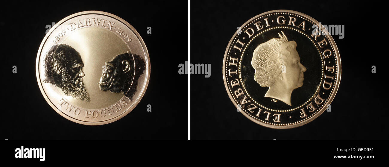 The front and back of the Royal Mint's new special Charles Darwin ...