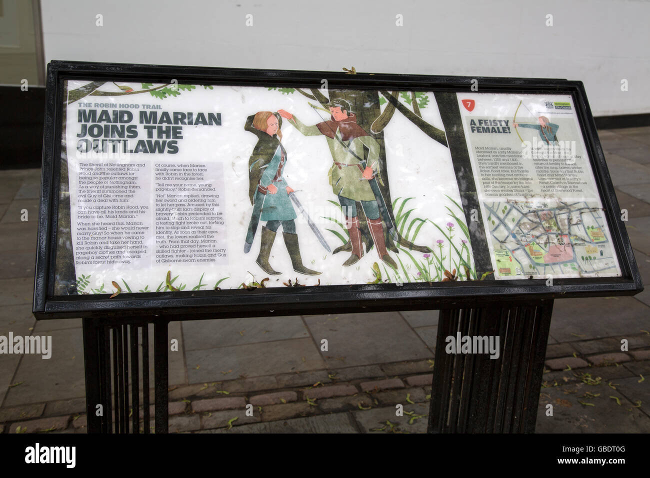 Robin Hood Information Sign; Nottingham; England; UK Stock Photo - Alamy