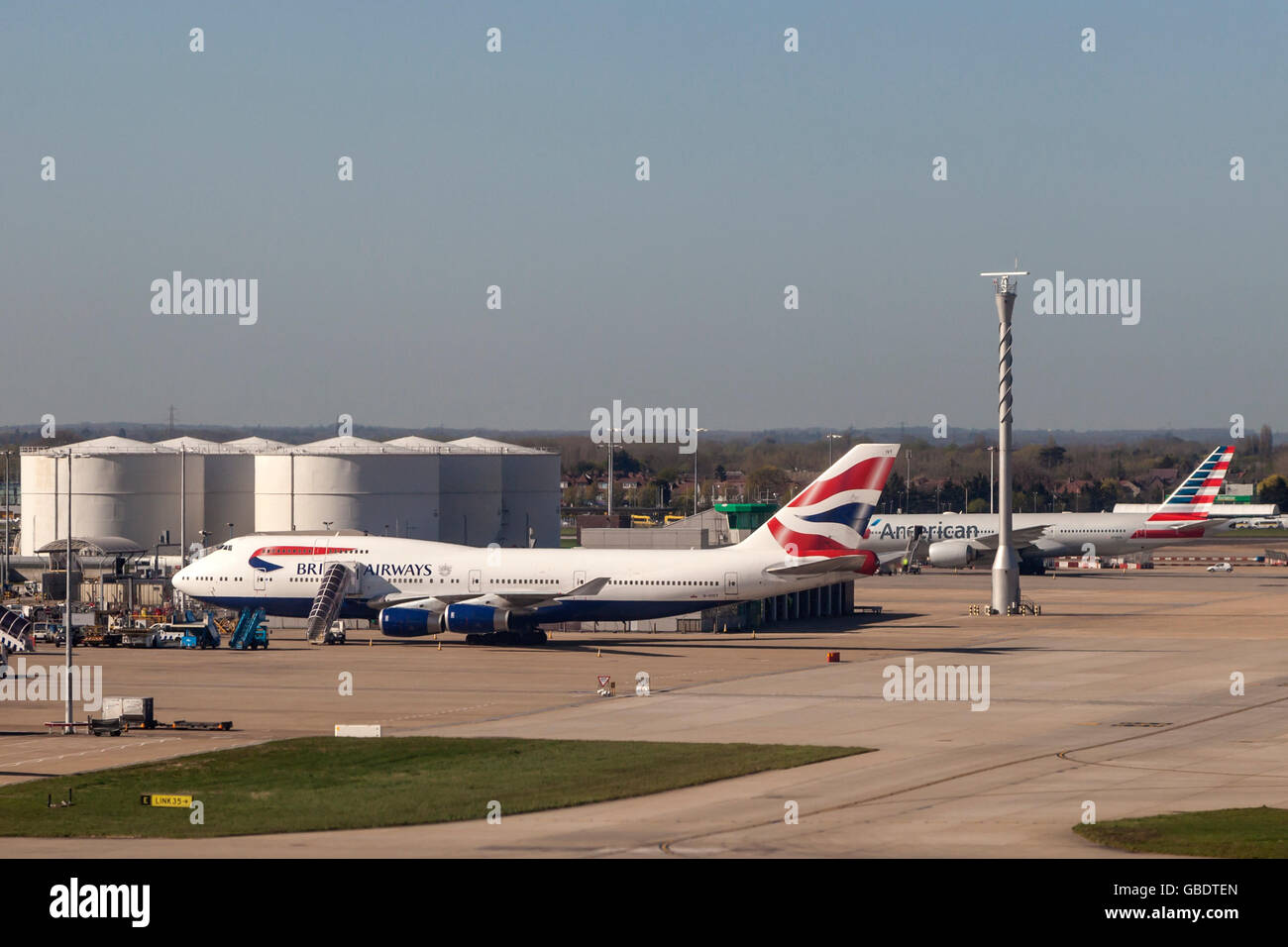 British Airways Boeing 747 at the London Heathrow Airport Stock Photo ...
