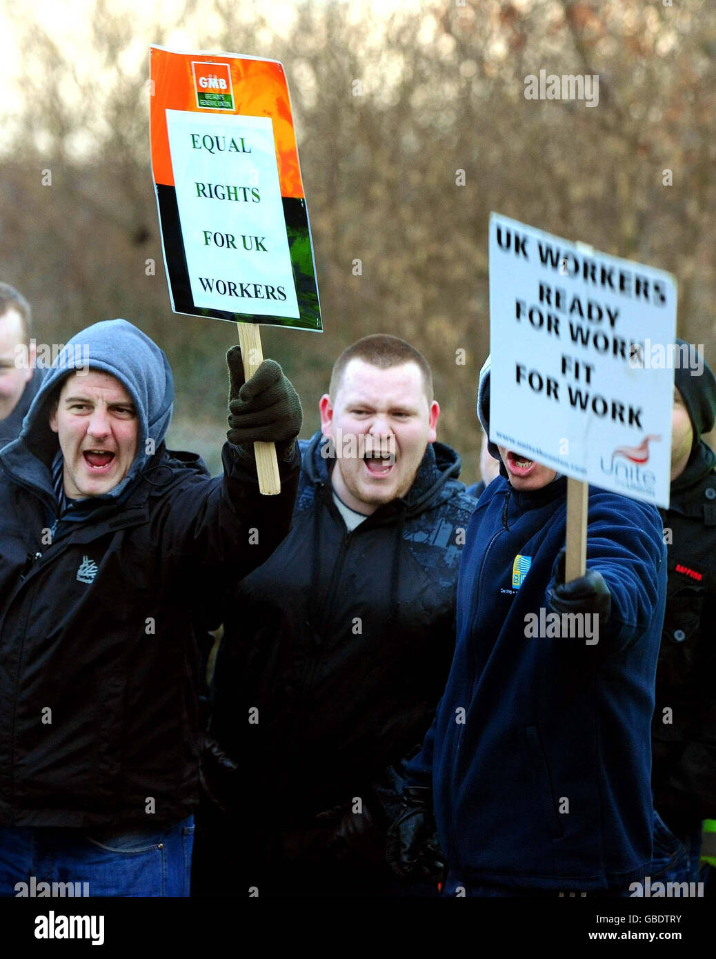 Demonstrations outside Staythorpe Power Station, near Newark ...