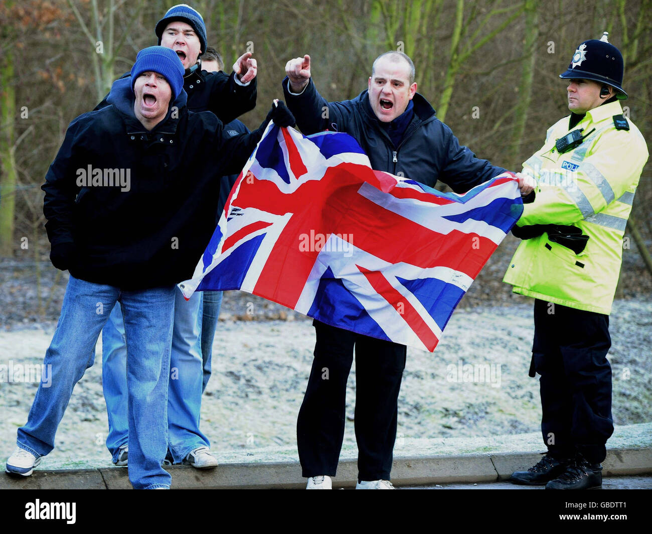 Demonstrations outside Staythorpe Power Station, near Newark ...