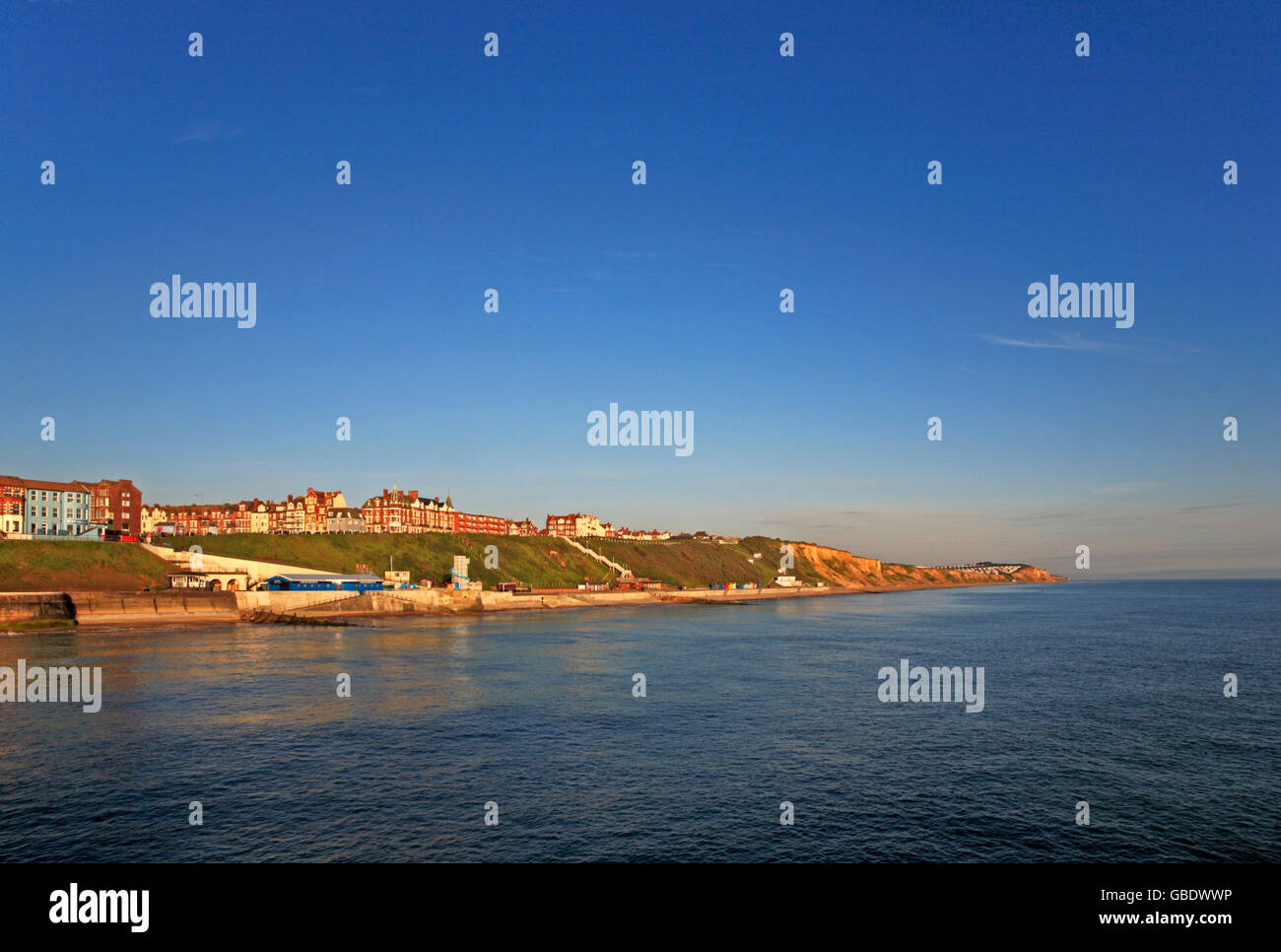 A view of the west promenade and cliffs from the Pier at Cromer ...