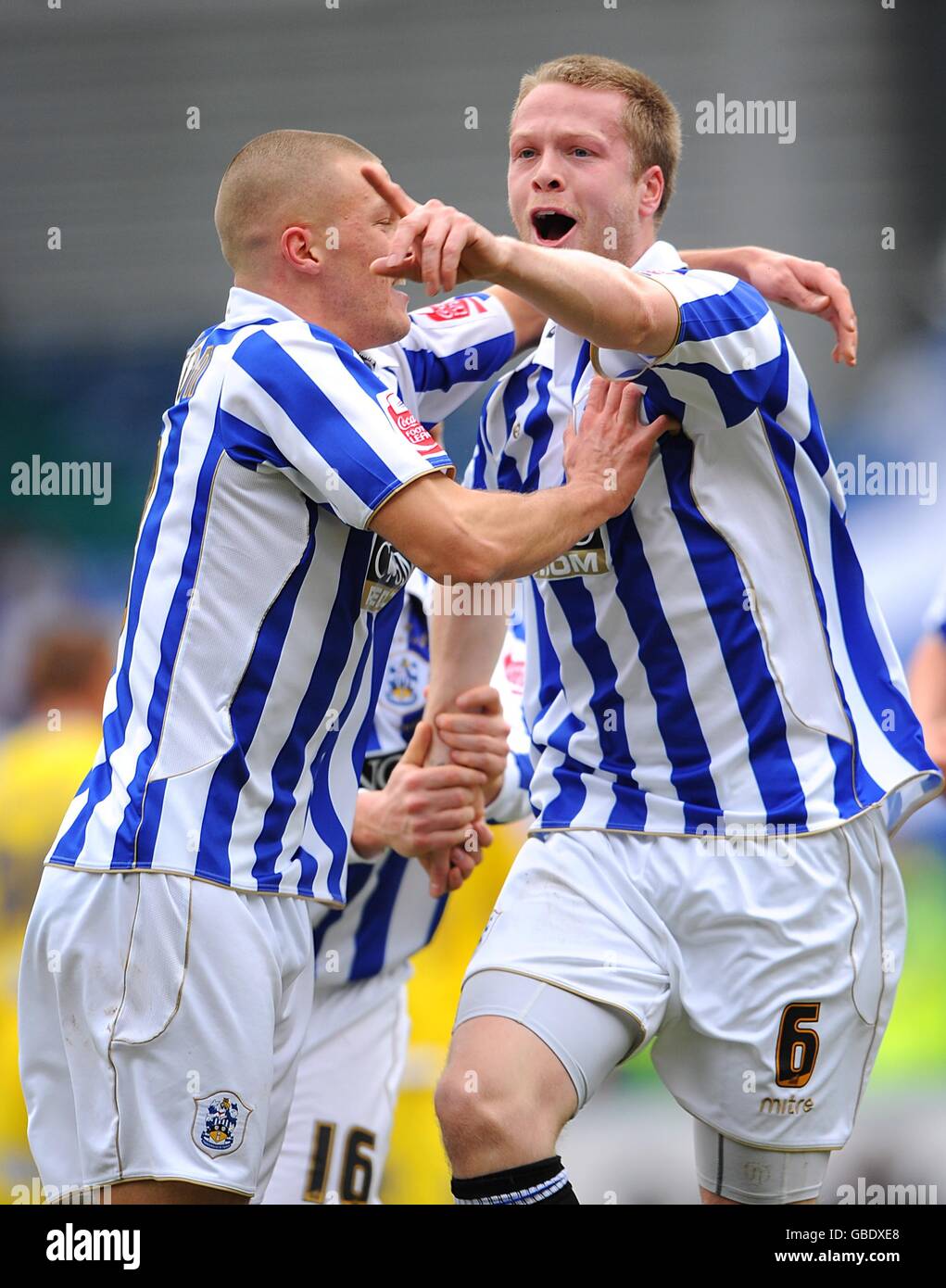 Huddersfield Town's Nathan Clarke (r) celebrates scoring his sides ...
